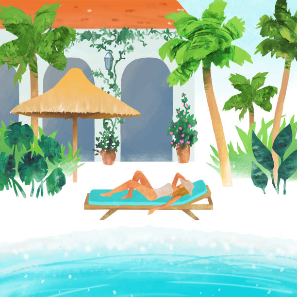 320 Femme Transat Plage Stock Illustrations Graphiques Vectoriels