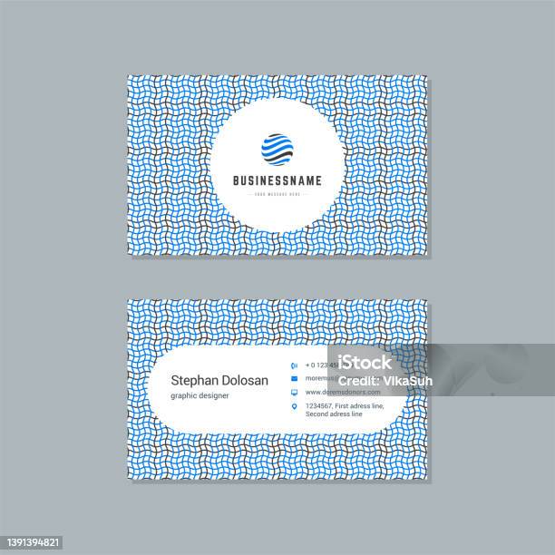 Desain Kartu Nama Template Cetak Warna Biru Dan Hitam Ilustrasi Stok