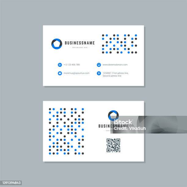 Desain Kartu Nama Template Cetak Warna Biru Dan Hitam Ilustrasi Stok