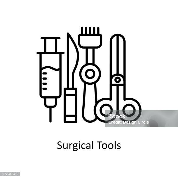 Outils Chirurgicaux Vecteur Contour Icône Illustration De Conception