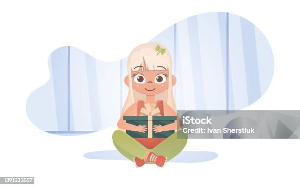 Gadis Kecil Duduk Dalam Posisi Lotus Dengan Hadiah Di Tangannya Vektor ... Gadis Kecil Duduk Dalam Posisi Lotus Dengan Hadiah Di Tangannya Vektor ...