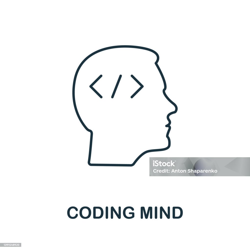 Coding Mind Line Icon Thin Design Style From Programmer Icon Collection Simple Coding Mind Icon