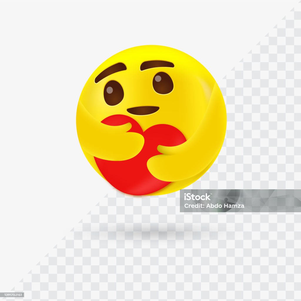 3d Herzpflege Emoji Gesicht Umarmung Herzform Stock Vektor Art Und Mehr