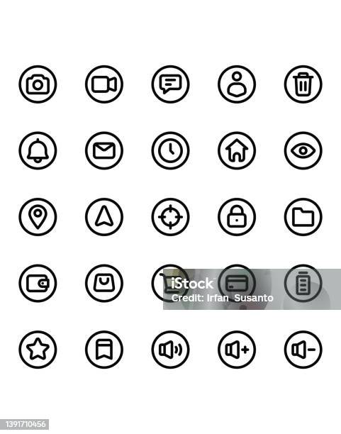 Jeu Dicônes De Linterface Utilisateur De Base 30 Isolé Sur Fond Blanc