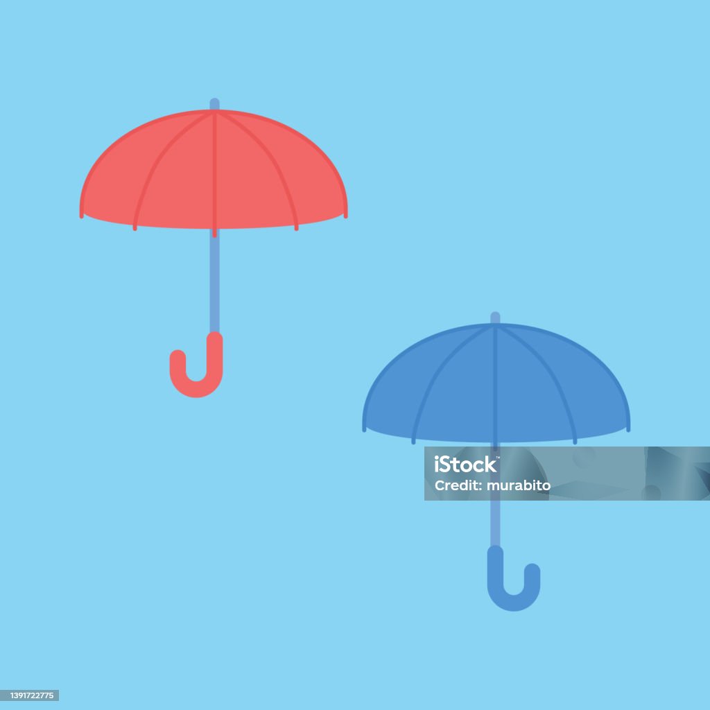 Clip Art Set Of Simple And Cute Umbrella Stock Illustration Download Image Now Blue Clip