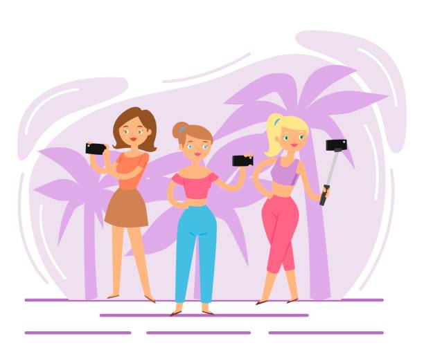 140 Beach Vacation Selfie Stock Illustrations Royalty Free Vector