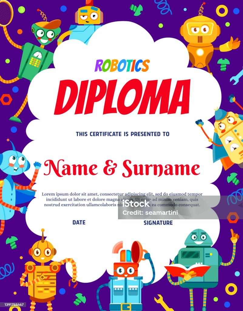 Diploma Anakanak Karakter Robot Mekanik Kartun Ilustrasi Stok - Unduh ... Diploma Anakanak Karakter Robot Mekanik Kartun Ilustrasi Stok - Unduh ...