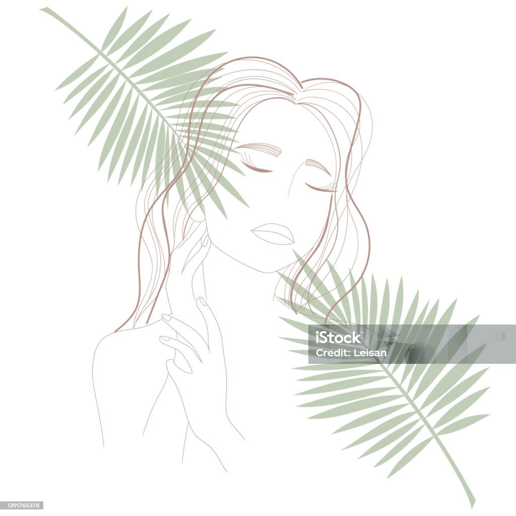 Face Outline Beautiful Woman Line Art Stock Illustration Download