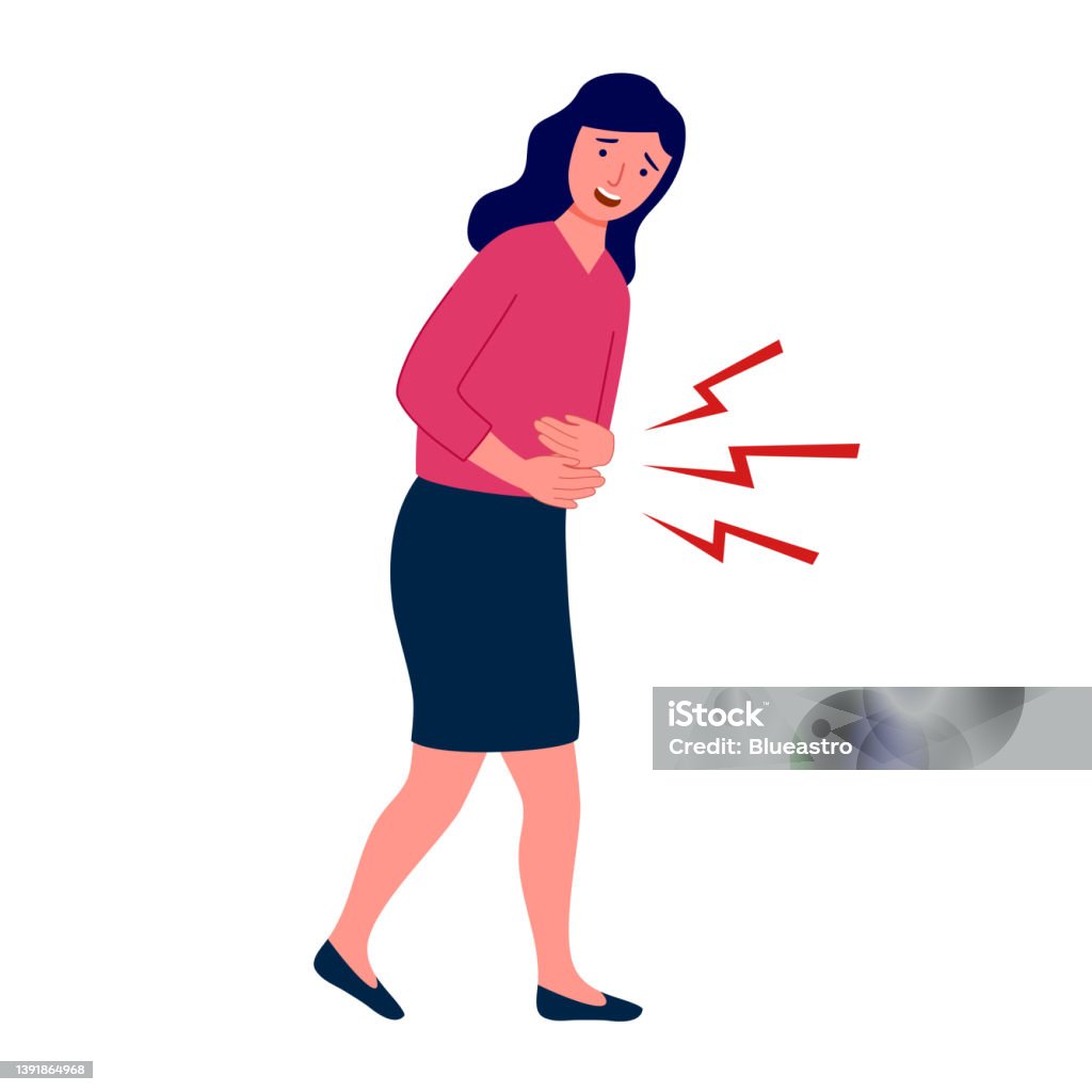 La Femme Ressent Une Douleur Dans Lillustration Vectorielle Du Concept