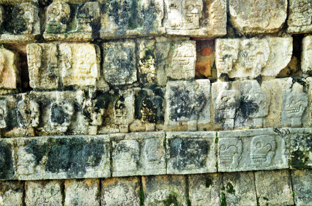Free picture: Stone wall with carvings depicting Maya’s civilization
