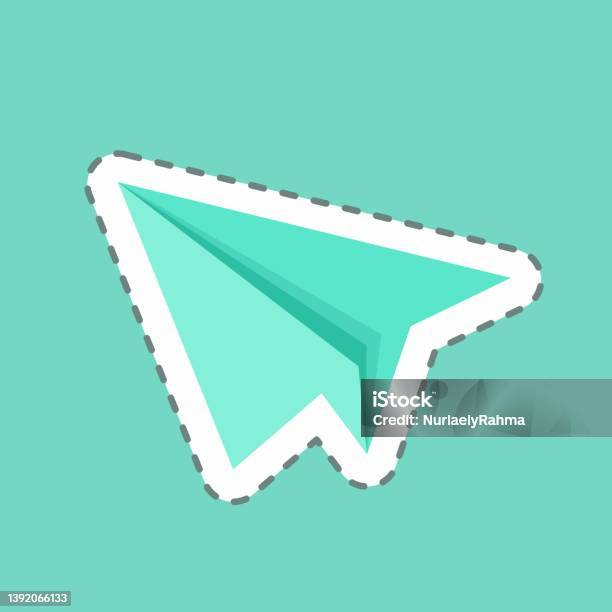Garis Stiker Memotong Paper Plane Cocok Untuk Simbol Antarmuka Web