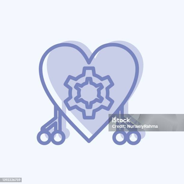 Ikon Cybernetics Cocok Untuk Simbol Analitik Data Gaya Dua Nada Desain