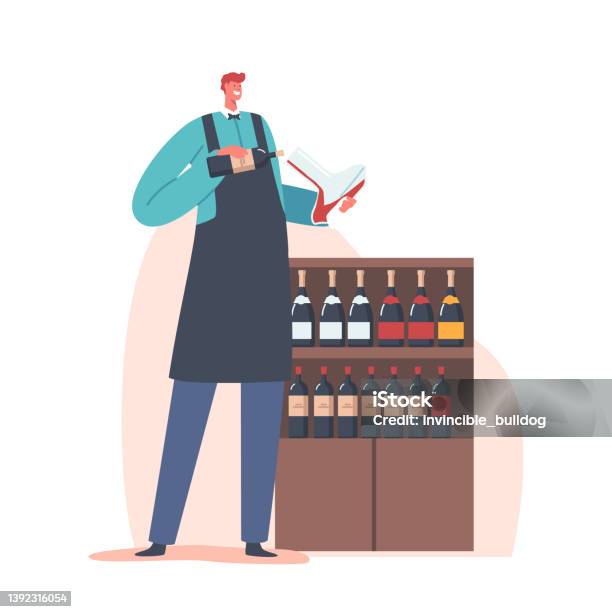Konsep Pesta Sommelier Pelayan Anggur Memegang Botol Dan Mencicipi Labu