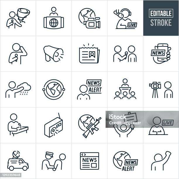 Breaking News Thin Line Icons Editable Stroke Stock Illustration ... Breaking News Thin Line Icons Editable Stroke Stock Illustration ...
