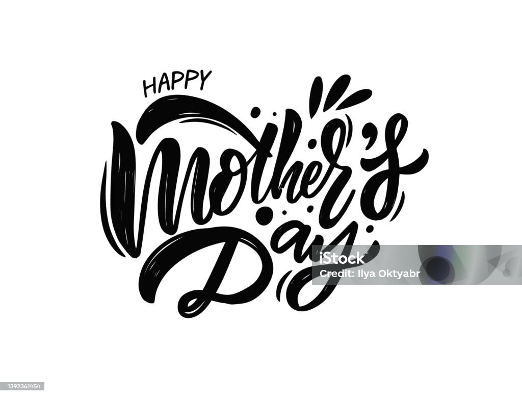Happy Mothers Day Hand Drawn Calligraphy Phrase Holiday Vector