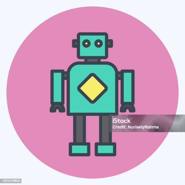 Ikon Robotika Cocok Untuk Simbol Analitik Data Gaya Pasangan Warna