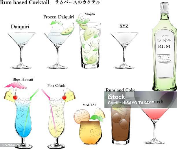 Rum Based Cocktails Set Stock Illustration Download Image Now