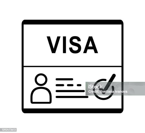 Visa Document Arrival Outline Style Vector Illustration Stock