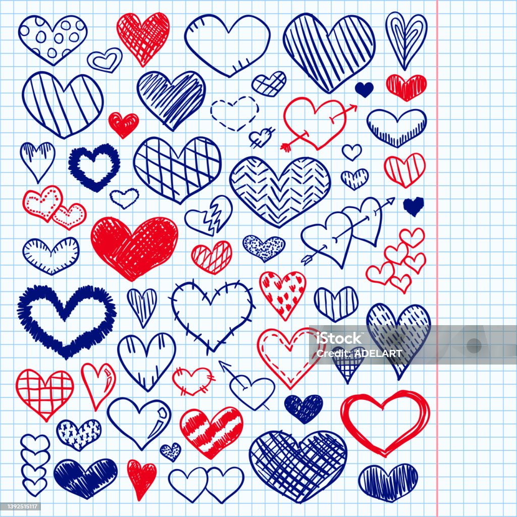 Les Cœurs De La Saintvalentin Griffonnent Ensemble Collection