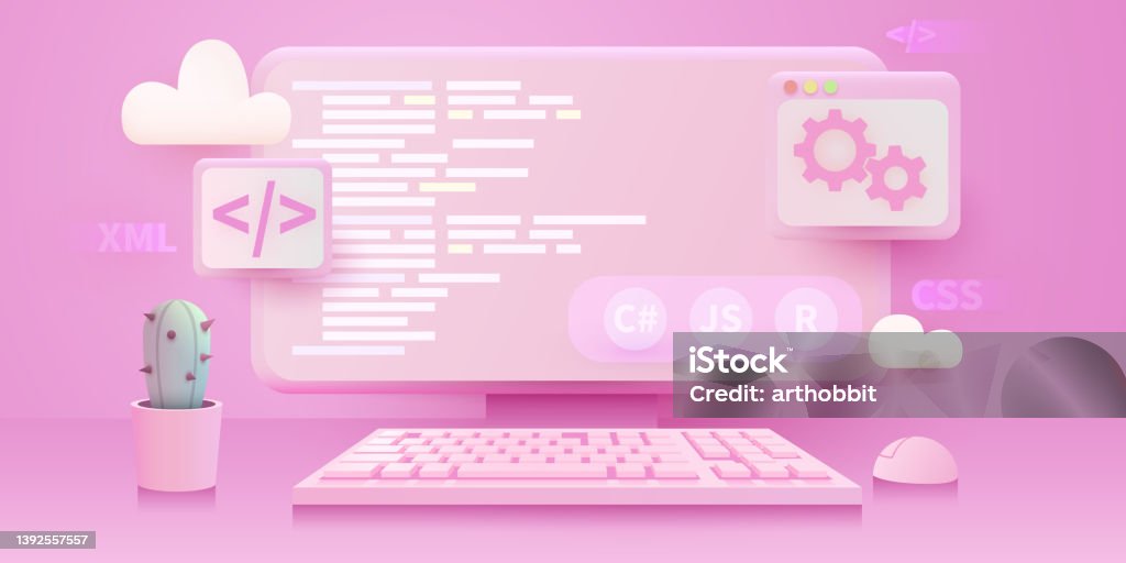 Web Development Coding And Programming Banner Computer Code Stock Illustration Download Image