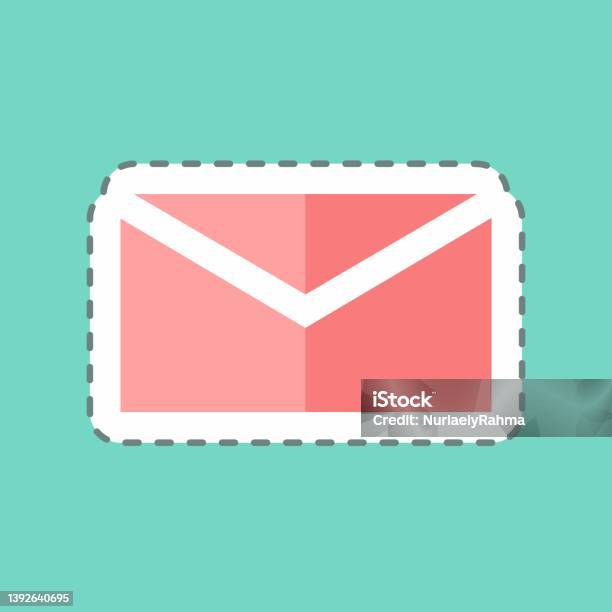 Garis Stiker Memotong Mail Cocok Untuk Simbol Aplikasi Seluler Desain