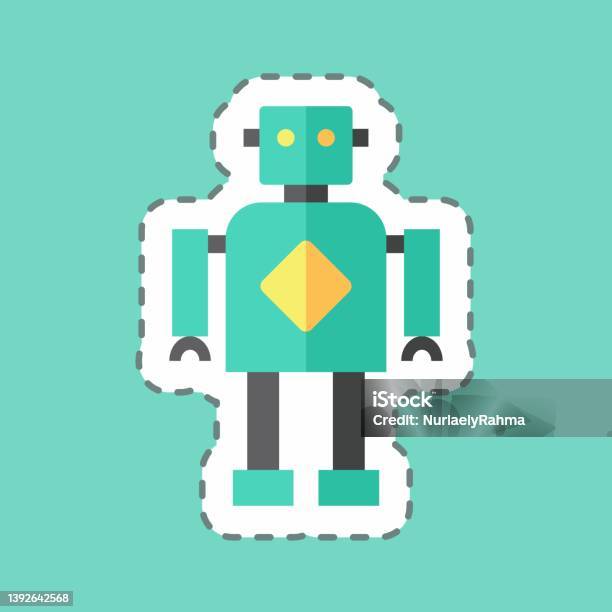 Garis Stiker Memotong Robotika Cocok Untuk Simbol Analitik Data Desain
