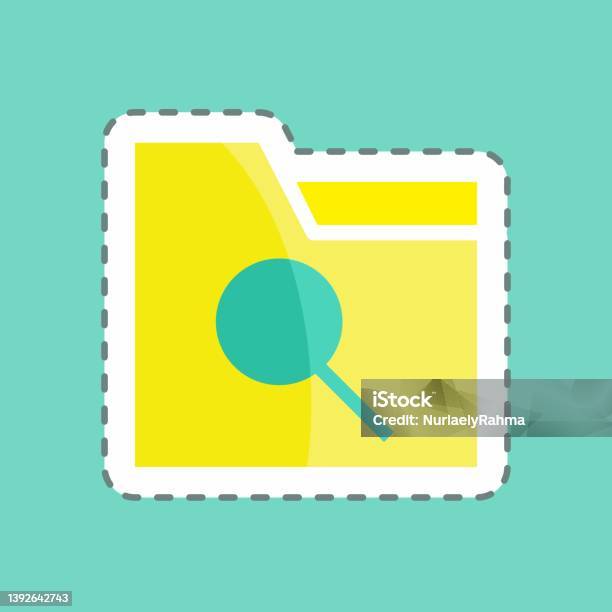 Garis Stiker Memotong Folder Pencarian Cocok Untuk Simbol Antarmuka