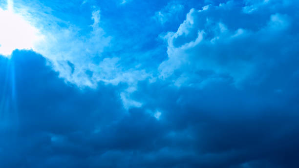 Free picture: Dark blue storm clouds with sunrays