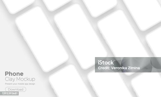 Clay Smartphone Mockups Dengan Layar Kosong Untuk Menampilkan Desain