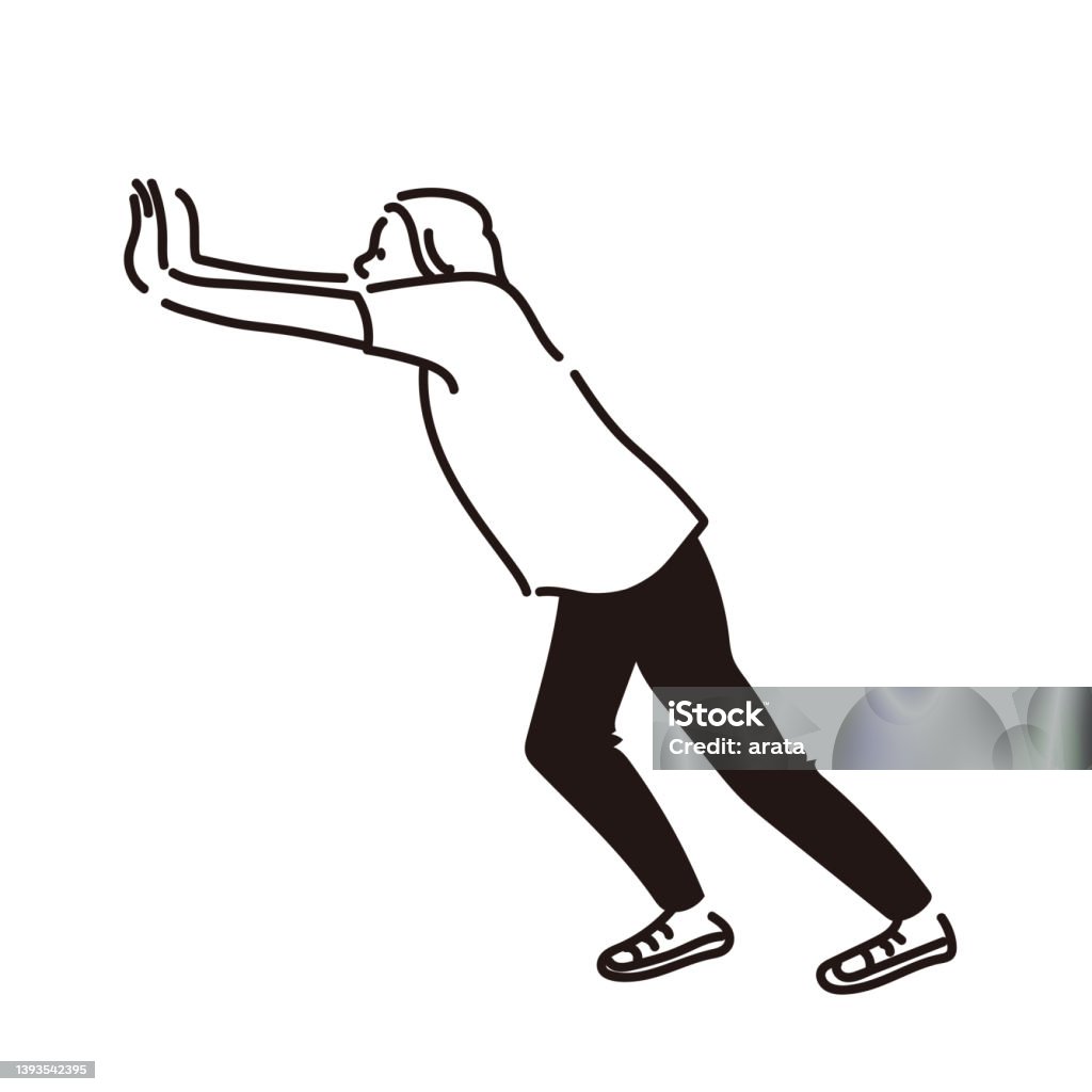 Pushing Woman Pushing Full Body Vector Illustration Stock Illustration Download Image Now Istock