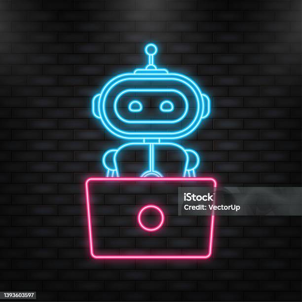 Icône Néon Concept Dicône De Chatbot Chat Bot Ou Chatterbot Robot
