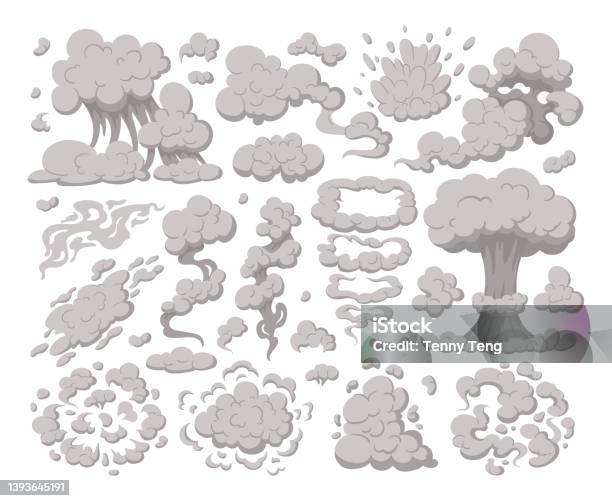 Awan Debu Buku Komik Kartun Elemen Awan Aliran Asap Debu Mengepul Awan