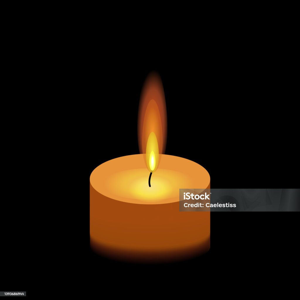 Ilustrasi Vektor Dengan Lampu Api Lilin Menyala Berkabung Pada Latar