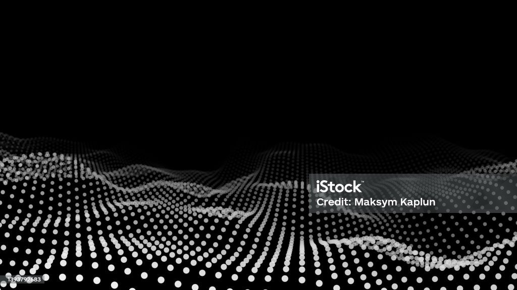 Gelombang Futuristik Abstrak Dengan Titiktitik Bergerak Aliran Partikel