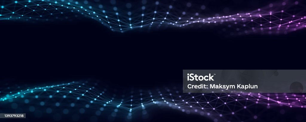 Gelombang Futuristik Abstrak Dengan Titiktitik Bergerak Aliran Partikel