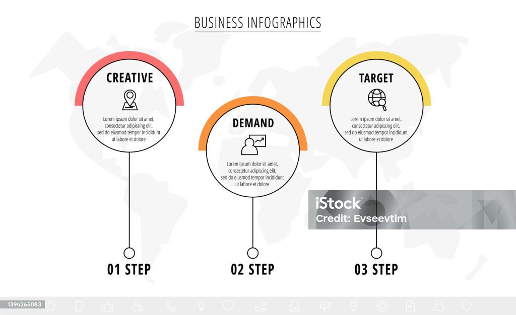 Businessvektorinfografiken Mit Drei Linienkreisen ... Businessvektorinfografiken Mit Drei Linienkreisen ...