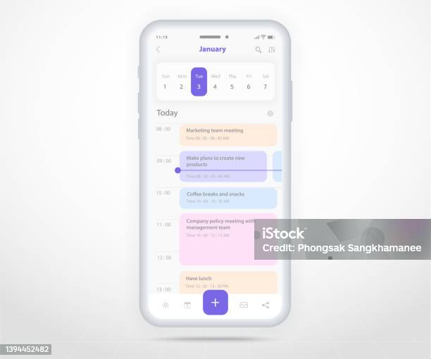 Concept De Planificateur De Calendrier Dapplication Mobile Modèle De