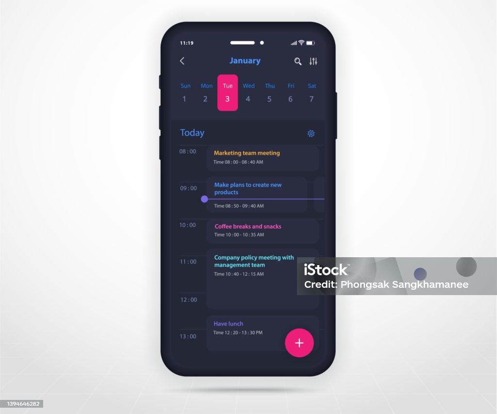 Concept De Planificateur De Calendrier Dapplication Mobile Modèle De