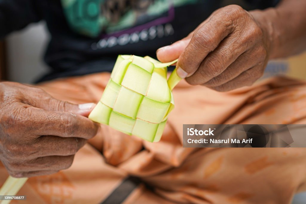 The Process Of Making Ketupat Wrappers From Young Coconut Leavesketupat