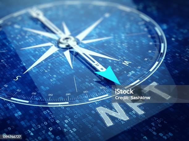 Konsep Token Nft Nonfungible Kompas Menunjuk Kata Nft Pada Latar ... Konsep Token Nft Nonfungible Kompas Menunjuk Kata Nft Pada Latar ...