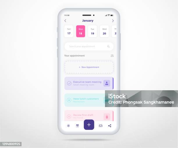 Concept De Planificateur De Calendrier Dapplication Mobile Modèle De