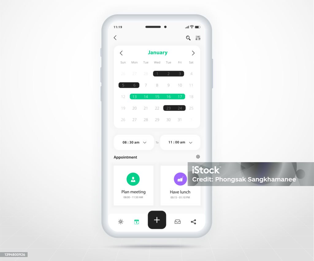 Concept De Planificateur De Calendrier Dapplication Mobile Modèle De