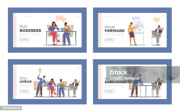 Pengembangan Proyek Set Template Halaman Arahan Kerja Tim Brainstorming