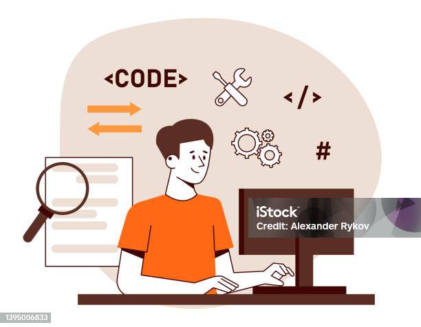 Seorang Programmer Di Tempat Kerja Seorang Pekerja It Konsep Kerja