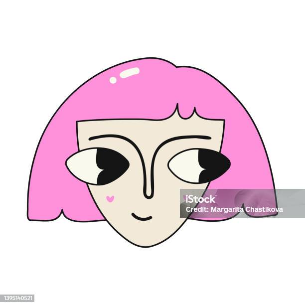 Ilustrasi Vektor Kartun Gadis Berambut Merah Muda Wajah Dengan Senyum ... Ilustrasi Vektor Kartun Gadis Berambut Merah Muda Wajah Dengan Senyum ...