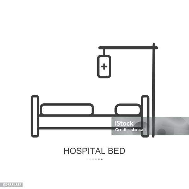 Icône De Ligne Noire Dun Lit Dhôpital Isolé Sur Fond Blanc Illustration