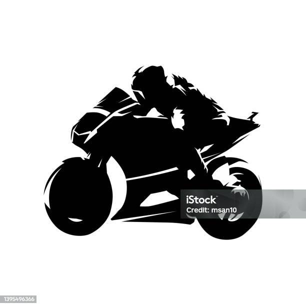 Course De Motos Sur Route Silhouette Vectorielle Isolée Dessin À Lencre