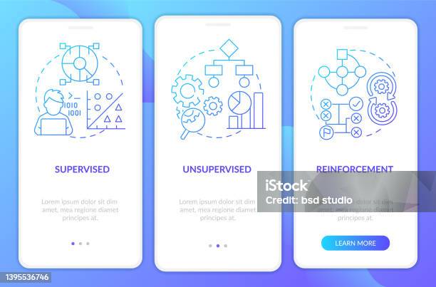 Kategori Pembelajaran Mesin Layar Aplikasi Seluler Onboarding Gradien