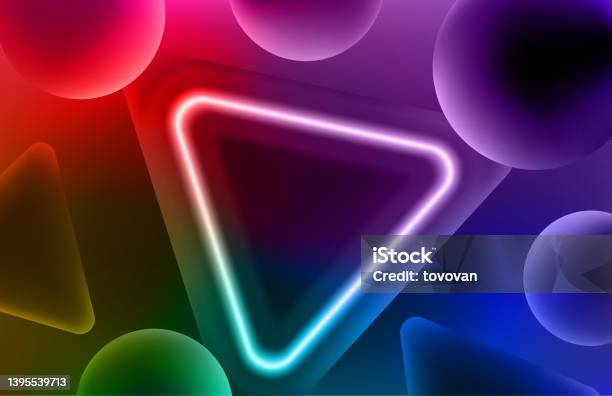 Latar Belakang Vektor Abstrak Dengan Lingkaran Neon Bercahaya Dan