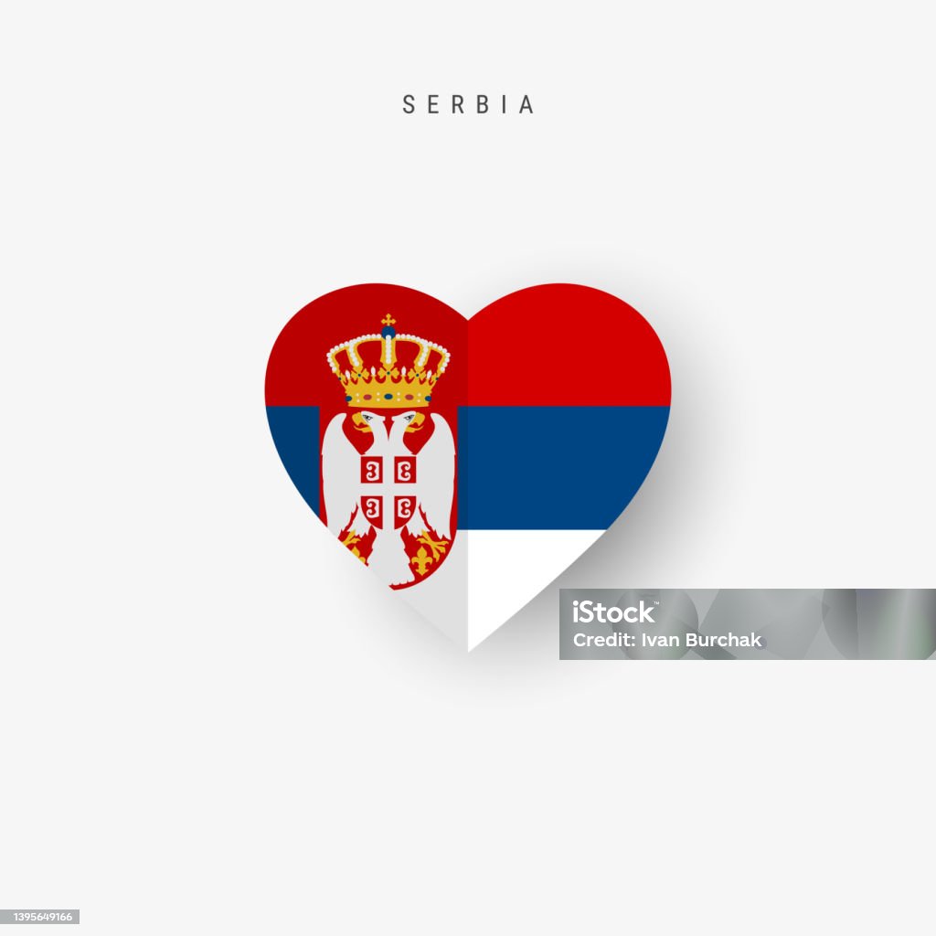Serbia Heart Shaped Flag Origami Paper Cut Serbian National Banner